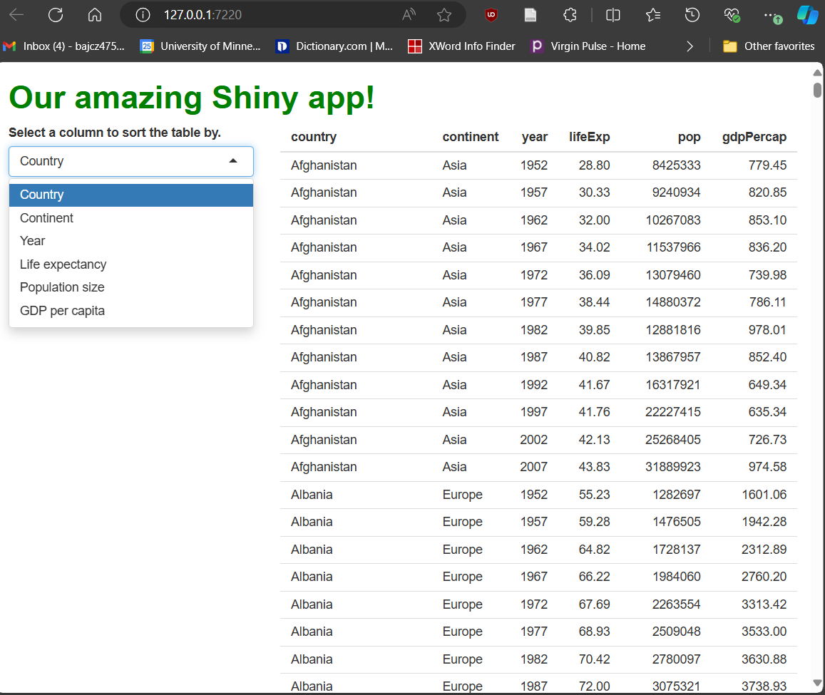 R Shiny: All in One View